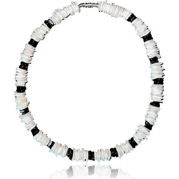 商品名メンズ/レディース ホワイトチップ ダークチップ2個付き アクセント プカシェルネックレス/チョーカー, 18 inch, シェル, 宝石なし。Native Treasure White Rose Clam Chips Ark She...