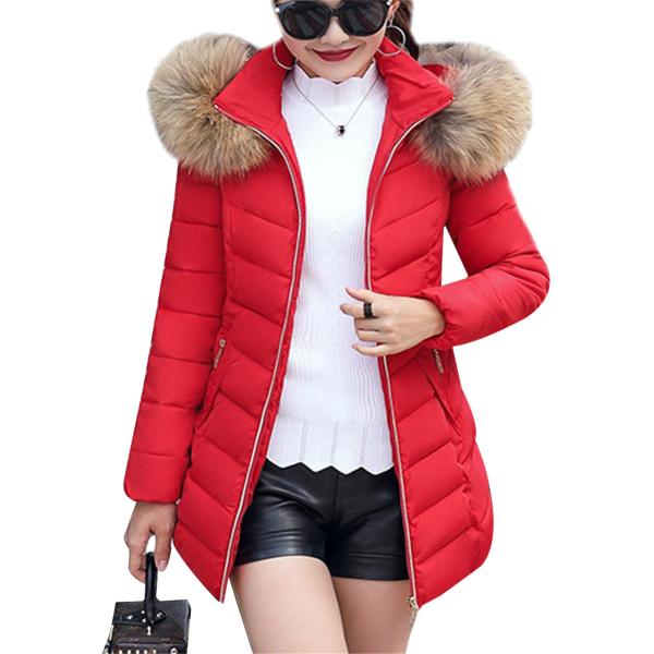 商品名:  OMZIN Women's Winter Down Jacket Oversized Lightweight Coats Slim Warm Tops with Faux Fur Trim Hood Red Lブランド: OMZ...