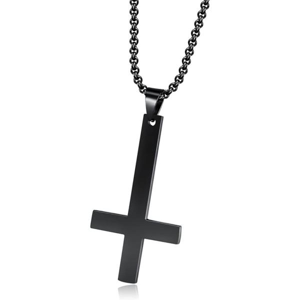 商品名Brexina Jewelry ステンレススチール 反転クロスネックレス レディース メンズ 24インチチェーン ゴールド/シルバー/ブラック, ステンレス鋼, 宝石なし。,Brexina St Peter's Inverted Cr...