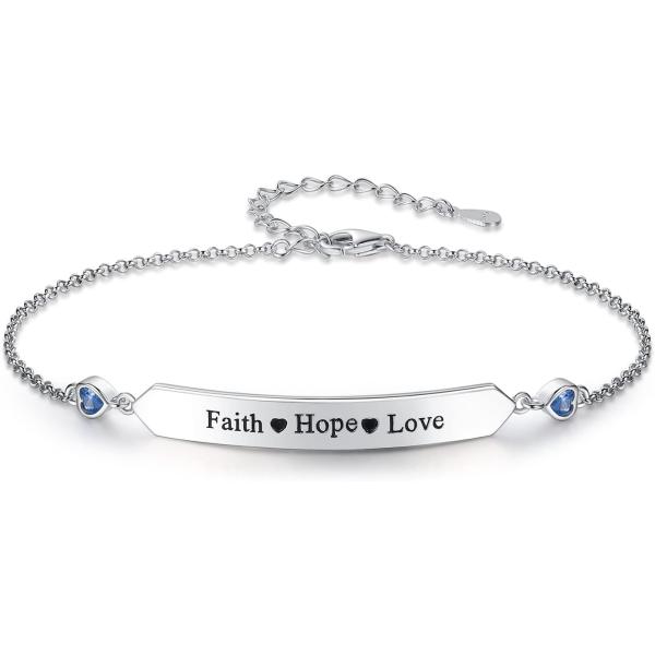商品名Faith Hope Love ブレスレット 925スターリングシルバーブレスレット インスピレーションジュエリーギフト レディース ティーン ガールズACJNA 925 Sterling Silver Bracelet for Wo...