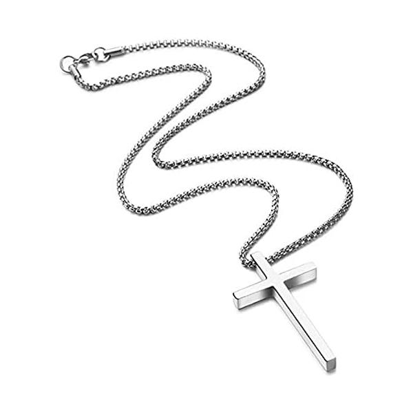 商品名Cross Necklace for Men and Women Stainless Steel Cross Pendant Chain Fashionable Necklace Jewelry Giftsブランド：Qiningxia...
