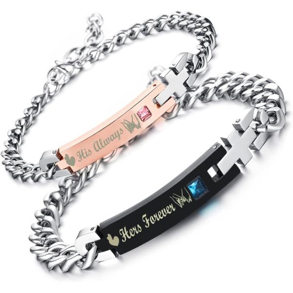 商品名Zuremid 恋人へのギフト 彼と彼女への刻印 カップルブレスレット レディース メンズ マッチングセット 記念日 約束 バレンタインギフトZuremid Gift for Lover His and Hers Personaliz...