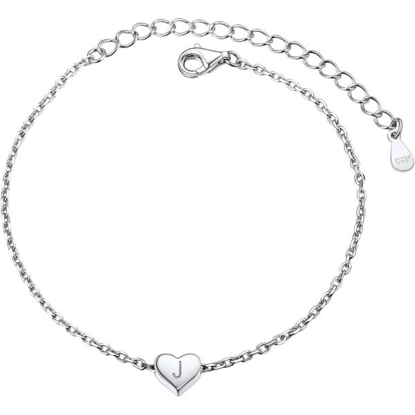 商品名PROSILVER 上品な925スターリングシルバー ハートブレスレット レディース ティーンガールズ A~Z 文字 かわいいイニシャルチャーム 6.3~8.3インチ 調節可能 ギフトボックス付き, 金属PROSILVER Sterl...