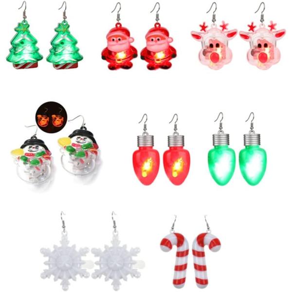 商品名JILIYUPA 8個 クリスマス ライトアップ LED イヤリング ファッション クリスマス ツリー ドロップ イヤリング かわいい サンタ 雪だるま エルク イヤリング クリスマス パーティー クリスマス イヤリングセット フェス...