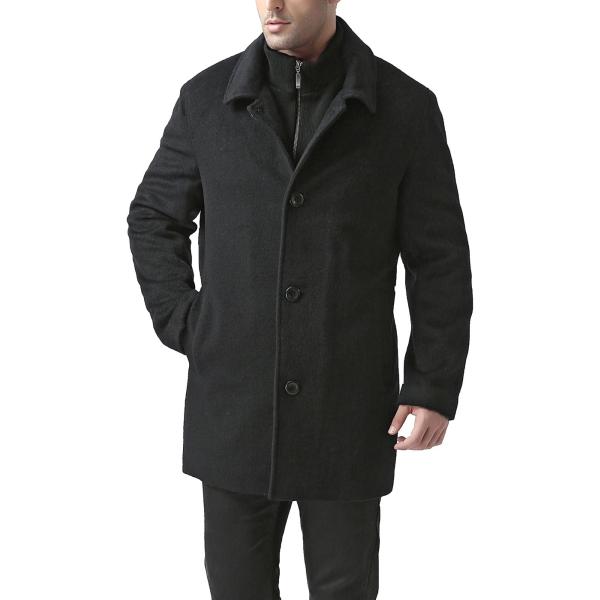 商品名:  BGSD Men John Wool Blend Single Breasted Walking Car Coat with Removable Bib (Also available in Big and Tall and S...