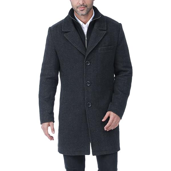 商品名:  BGSD Men Leon Herringbone Wool Blend Single Breasted Walking Coat with Removable Bib (Also available in Big and Ta...