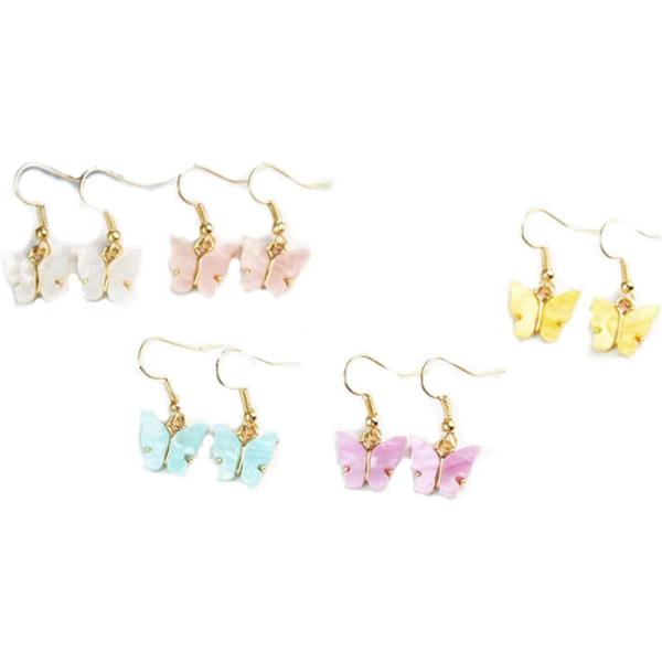 商品名5個 バタフライ フリティラー イヤークラスプフック マルチカラー バタフライ クリエイティブ スイートイヤリング レディース ガールズ, アクリル, 宝石なし。,5Pcs Butterfly Fritillar Ear Clasp ...