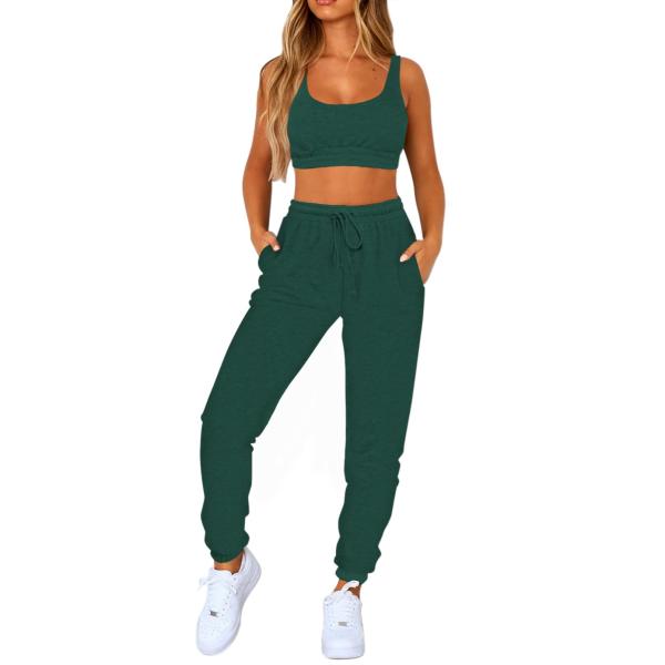 商品名:  Fixmatti Women Sweatsuit Bra and Sweatpants Workout Sets 2 Piece Sport Outfits Joggers Suit Dark Green Mブランド: Fixm...
