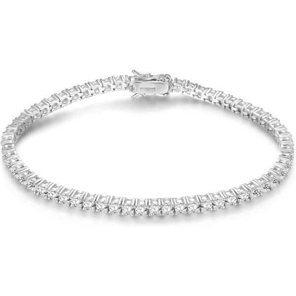 商品名GMESME クラシックテニスブレスレット 18K ホワイトゴールドメッキ 3.0mm キュービックジルコニア 6/6.5/7/7.5/8/8.5/9インチ, 6 inch, 真鍮, キュービックジルコニアGMESME 18K Whi...