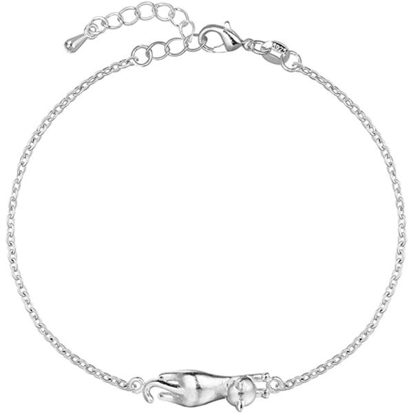 商品名Chereda キュートな3Dキャットアニマルチェーンチャーム 調節可能 925スターリングシルバー ブレスレットバングル ガールズ レディース クリスマスギフトジュエリーChereda Cute 3D Cat Animal Chai...