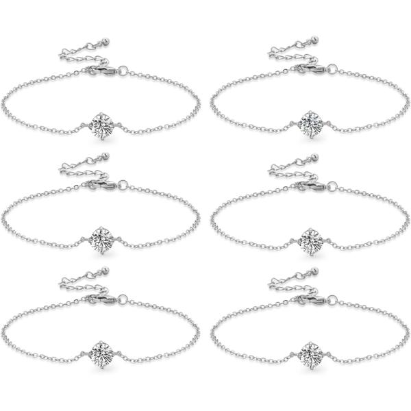 商品名DHQH - Juego de 6 o 4 pulseras de dama de honor ba adas en oro de 18 quilates, pulsera de nudo con texto ""I Coulnot ...