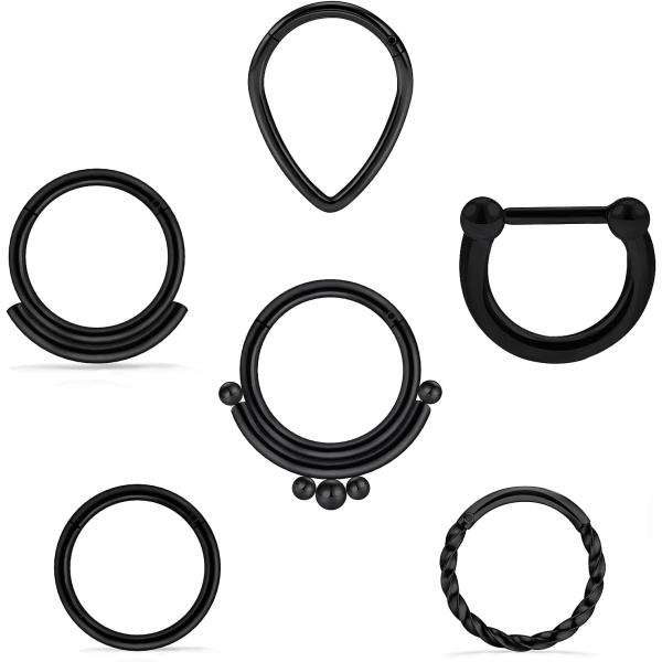 商品名Vsnnsns 16G セプタムリング セプタムピアス ジュエリー CZ セプタムクリッカーリング ステンレススチール ヒンジセグメント セプタム ノーズリング フープピアス ジュエリー レディース メンズ シルバー ブラック レイン...