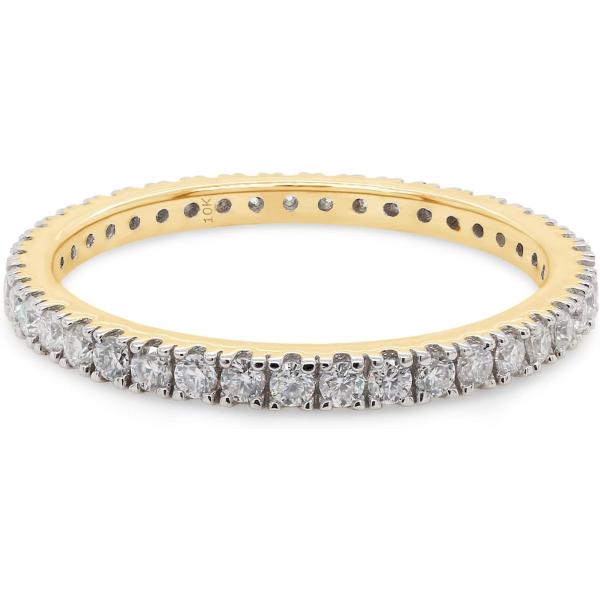 商品名SAVEARTH DIAMONDS 1/2 ct. t.w 人工モアッサナイトダイヤモンド フルエタニティスタッカブルウェディングバンドリング 10Kソリッドイエローゴールドジュエリー 女性用 (G-Hカラー、VVS1クラリティ、0....