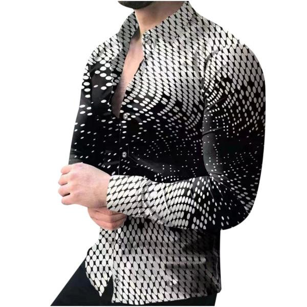 商品名:  Mens 3D Printed Dress Shirts Nightclub Long Sleeve Regular Fit Button Down Wedding Prom Party Shirt Street Fashion...