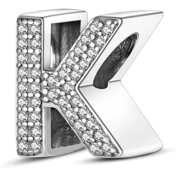 商品名TINSLO アルファベットイニシャルチャーム アルファベット文字 A~Z文字 925スターリングシルバー キュービックジルコニア ビーズ ダングルペンダント パンドラ用 ヨーロピアンブレスレット ネックレス レディース ガールズ ジ...