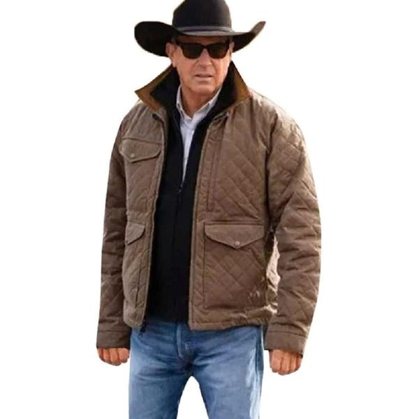 商品名:  Jackets Men's Yellow-stone Season 4 John Dutton Quilted Kevin Costener Brown Cotton Yellow-stone dutton ranch appa...