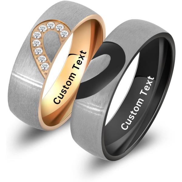 商品名Aescutic Matching Heart Rings His and Her Ring for Couples Couple Rings Set Love Women Promise Mens Women's Men Perso...
