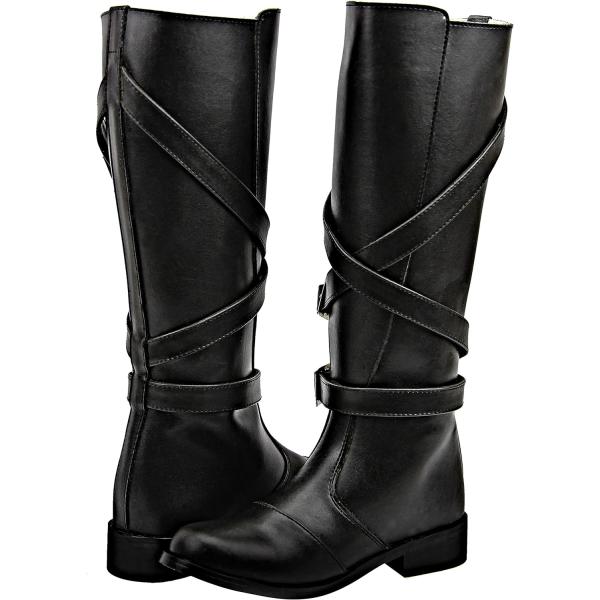 商品名FAMMZ Women Ladies Gardena Fashion Stylish Motorcycle Riding Leather Tall Knee High Boots - Black 8 Regular Calfブランド：...