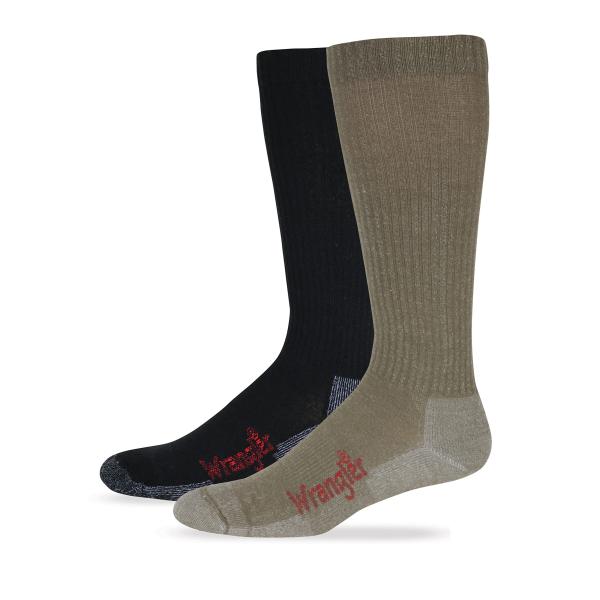 商品名:  Wrangler Premier Collection Mens Western over the calf Merino Wool All Season Boot Socks 2 Pair (Black/Tan, Large)...