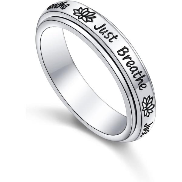 商品名JZMSJF S925 Sterling Silver Spinner Fidget Rings for Anxiety Relief Boredom ADHD Autism Band Women Size 6ブランド：JZMSJF商...