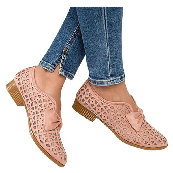商品名:  Slip On Loafers Shoes for Women Bowknot Comfort Low Heel Loafers Round Toe Cutout Comfortable Breathable Flat Dres...