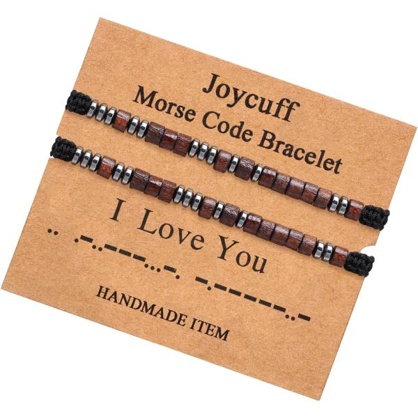 商品名JoycuFF I Love You Morse Code Bracelets for Boyfriend and Girlfriend Husband Wife Mothers Day Birthday Christmas Gift...