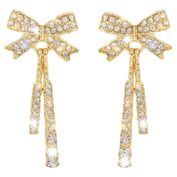 商品名:  Eme-rald Crystal Bowknot Earrings Tassels Drop Earrings for Women Silver Colored Lightweight Rhinestone Boho Shiny...