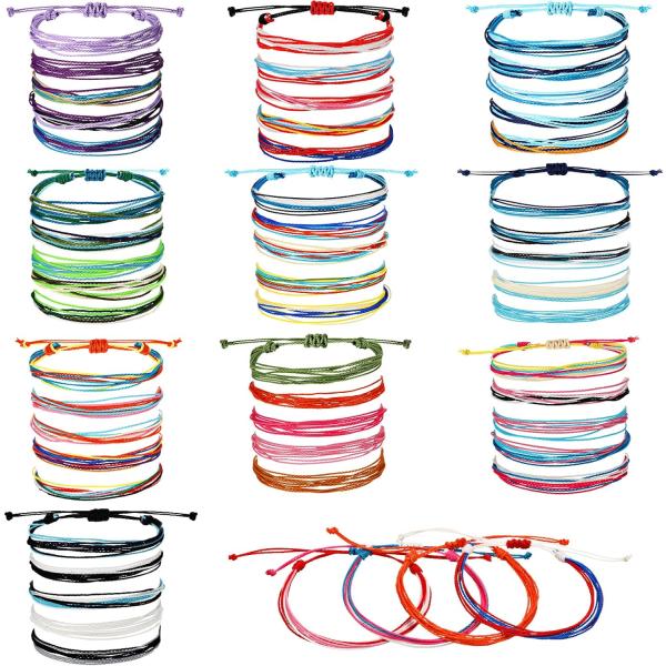 商品名50個 夏 ビーチ 友情 ブレスレット 調節可能 防水 ハンドメイド 友情ブレスレット 編み込みブレスレット サーファーストリングブレスレット ボヘミアンリストコード レディース メンズ (斬新なスタイル), 6-10 inches,...