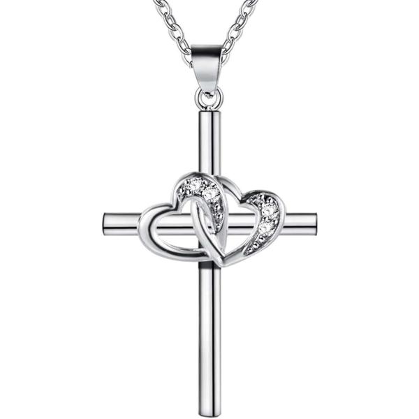 商品名GOOIT Cross Necklace for Women Men CZ Birthstone Heart Necklaces for Teen Girls Gifts for Christmas, Birthday or Anni...