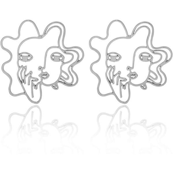 商品名Aksod 抽象フェイス イヤリング ダングル ゴールド 幾何学 ドロップ イヤリング スタッド ラージ ステートメント イヤー ジュエリー アクセサリー 女性用 ガールズ, 亜鉛, 宝石なし。Aksod Face Dangle Ea...