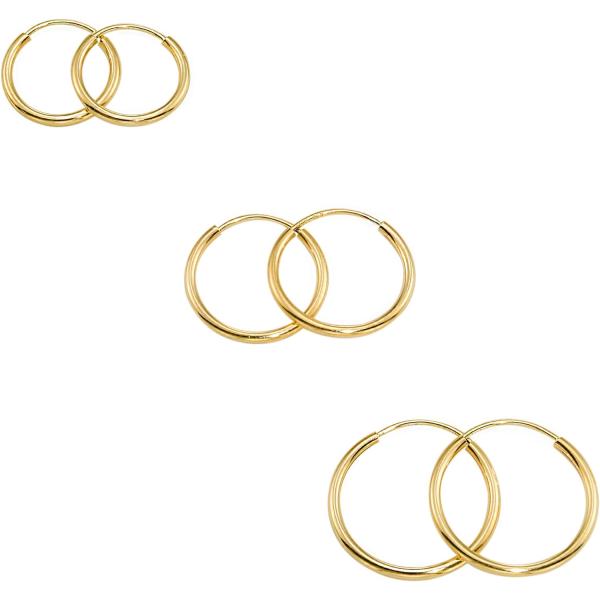 商品名14K ゴールド 薄手 エンドレス フープ イヤリング セット、2 ペア または 3 ペア セット 人気サイズ コンボ、ホワイトとイエローゴールドがご用意, イエローゴールド ホワイトゴールド, 宝石なし。14K Gold Thin ...
