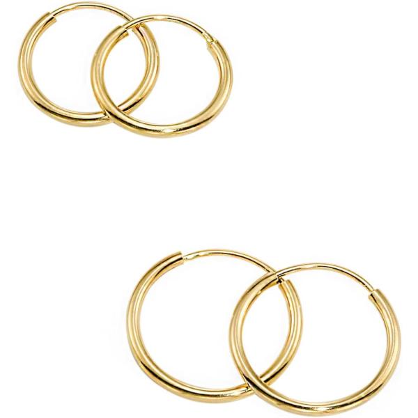 商品名14K ゴールド 薄手 エンドレス フープ イヤリング セット、2 ペア または 3 ペア セット 人気サイズ コンボ、ホワイトとイエローゴールドがご用意, イエローゴールド ホワイトゴールド, 宝石なし。14K Gold Thin ...