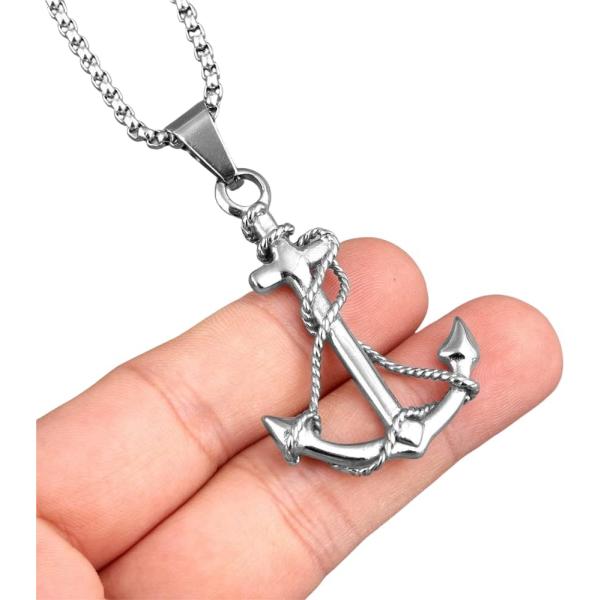 商品名MIYU Gold Silver Color Anchor Men Necklaces Pendants Chain Punk for Boyfriend Male Stainless Steel Jewelry Creativity...