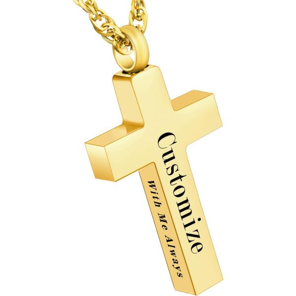 商品名遺灰 ステンレススチール 十字架 遺灰入れ メモリアルジュエリー - With Me Always, ステンレス鋼, 宝石なし。Customized Cremation Cross Necklace for Ashes Stainle...