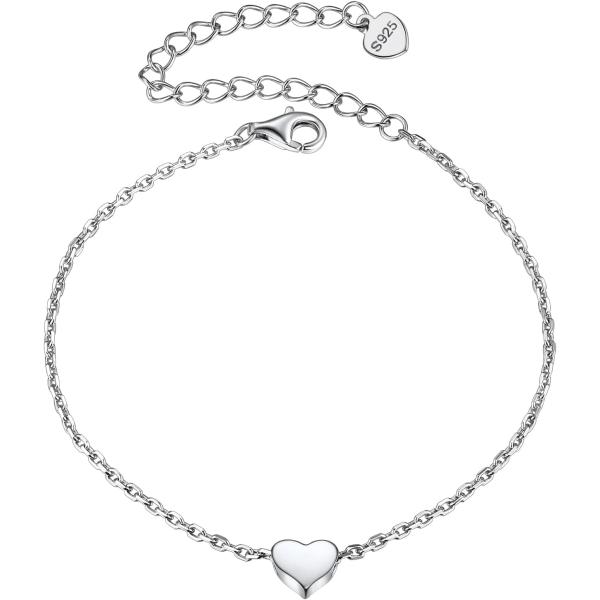 商品名PROSILVER 925 スターリング シルバー 華奢 チェーン ブレスレット 十代の少女 サイドウェイ クロス/ハート/バー/キューバン/フィガロブレスレット、6.3インチ-8.3インチ調整可能、ギフトボックス付き, 金属PROS...