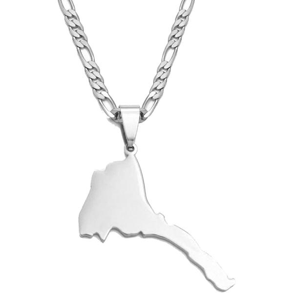 商品名Eritrea Map Pendant Figaro Chain Men Gold Africa Eritrean Map Pendant Necklacesブランド：Hafrita商品サイズ：60cm商品番号：色：Silver Co...