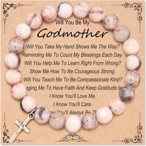 商品名Dabem Godmotherギフト、天然石クロスブレスレット ゴッドマザー用, 金属, 宝石なし。Dabem Will You be My Godmother, Godmother Proposal Bracelet Godmoth...