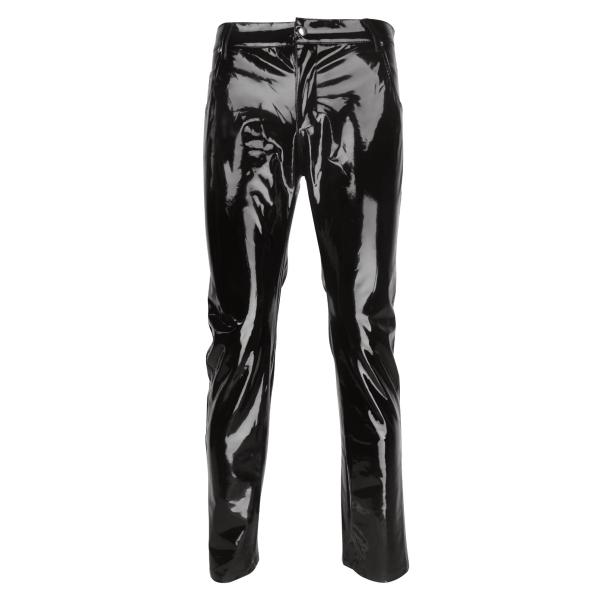 商品名:  Men's Faux Leather Pants High Waist Pencil Leggings Black Metallic PU Leather Pant Trousers Zipper Stretchy Suit P...