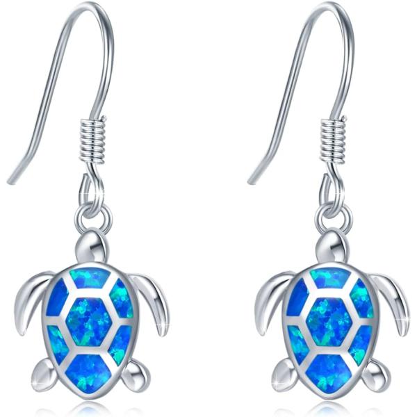 商品名ウミガメ ダングルイヤリング レディース S925スターリングシルバー オパール カメ ハワイアン ビーチテーマ イヤリング 低刺激性 オーシャン タートル イヤリング ジュエリー 母の日のギフト ガールフレンド ガールズ シルバー ...