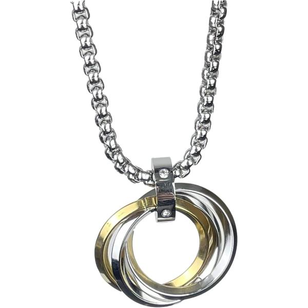 商品名Endlor チタンスチール 3リング ヒップホップネックレス キールチェーン ボックスチェーンネックレス メンズ レディース, 60cm, ステンレス鋼, 宝石なしEndlor Titanium Steel Three Ring H...