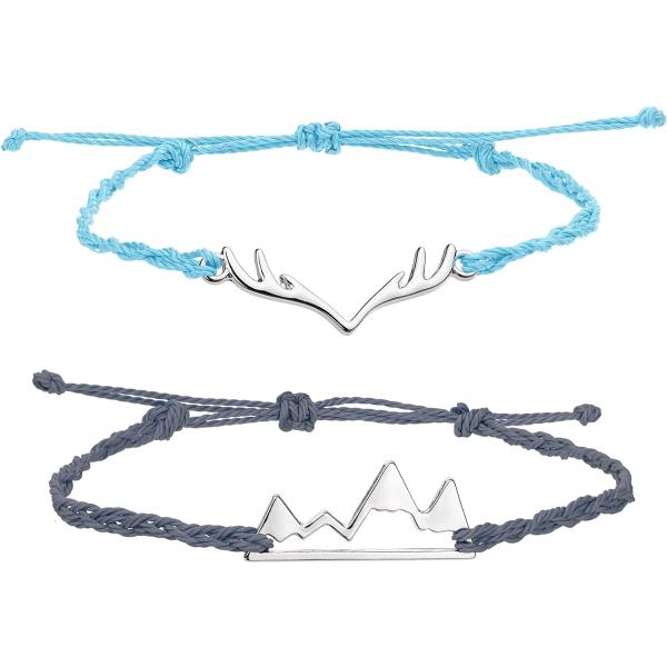 商品名The Brass Horse Mountain Bracelet for Women Deer Antler Bracelet Snowy Mountain Range Adjustable String Bracelets Ank...