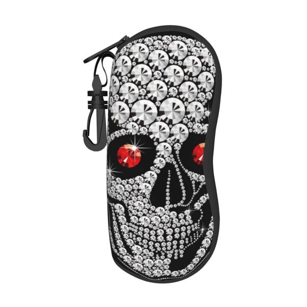 商品名:  AERMSSEY Skull Diamond Devil Black Sunglasses Case for Men Women Soft Ultra Light Neoprene Zipper Eyeglass Case wi...