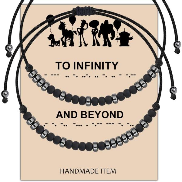 商品名MAOFAED More Code ブレスレット カップルへのギフト I Love You To The Infinity And Beyond ボーイフレンド ガールフレンドギフト, オブシディアンビーズ, オブシディアン ビーズM...