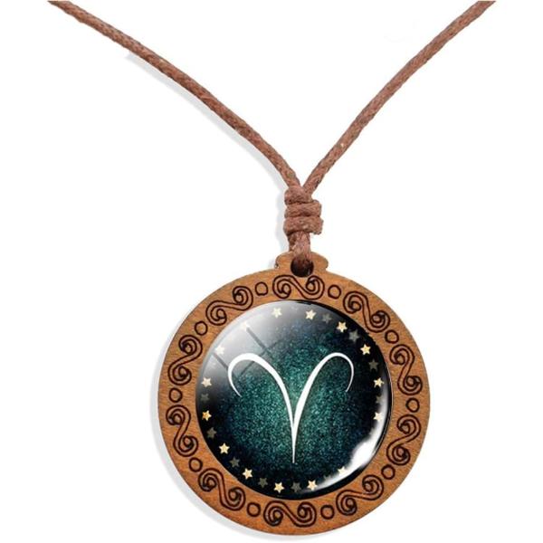 商品名星座ペンダントネックレス レディース メンズ 幾何学模様 サークル コイン ディスク タイムジェムストーン 星座ネックレス ティーン ガールズ ジュエリー, 宝石なし。Zodiac Constellation Aries Neckla...