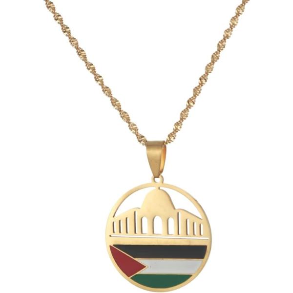 商品名ステンレススチール Al-Aqsa モスクとパレスチナのペンダントネックレス レディース メンズ, ステンレス鋼, ダイヤモンドYongkan Jewelry Stainless Steel Al-Aqsa Mosque And Pa...