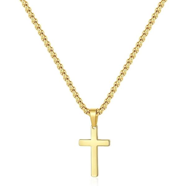 商品名Gold Cross Necklace for Men, Mens Cross Chain Stainless Steel Cross Necklace for Men 20 Inch Cross Necklace Jewelry G...
