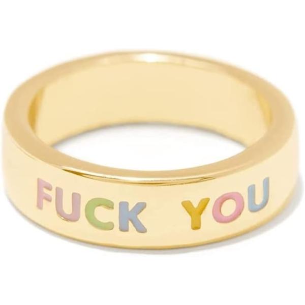 商品名COLORFUL BLING Egirl Eboy Fuck You Ring Y2k Gold Plated Enamel Stackable Knuckle Joint Ring for Women Girl Inspiratio...