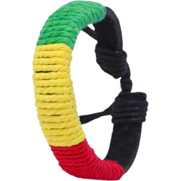 商品名Mudra Crafts レザー レディース メンズ ラスタブレスレットセット ボーホー メンズ ヒッピーブレスレット ジャマイカ レゲエブレスレット ブラック グリーン イエロー レッド ボヘミアン ヒッピー リストバンド, レザー...