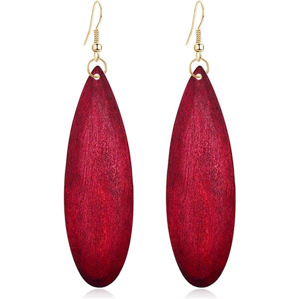 商品名JIUIQL ユニーク ハンドメイド 軽量 ボヘミアン カラフル ティアドロップ ウッド ダングル ドロップ イヤリング パーソナライズ 幾何学 ウォータードロップ 天然木製フックイヤリング レディース ガールズ ステートメント エス...