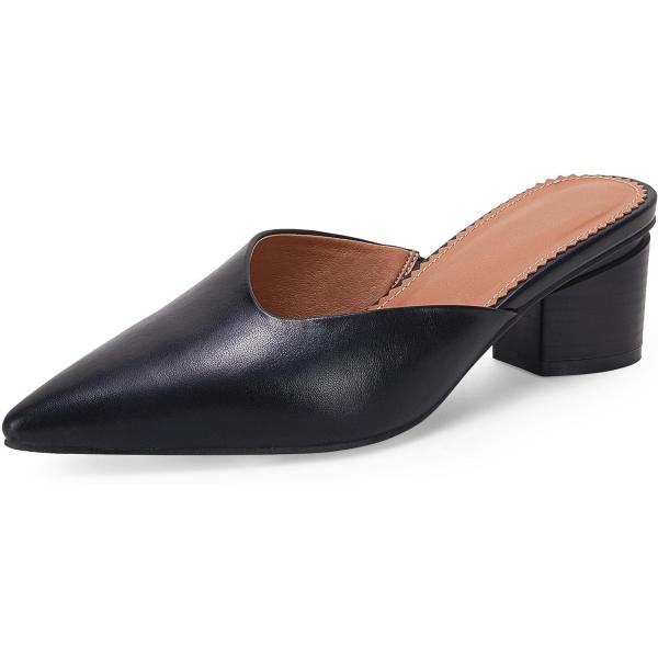 商品名Coutgo Womens Pointed Toe V Cut Mules Chunky Block Heel Slip On Clogs Fashion Office Slides Shoes Blackブランド：Coutgo商品サ...
